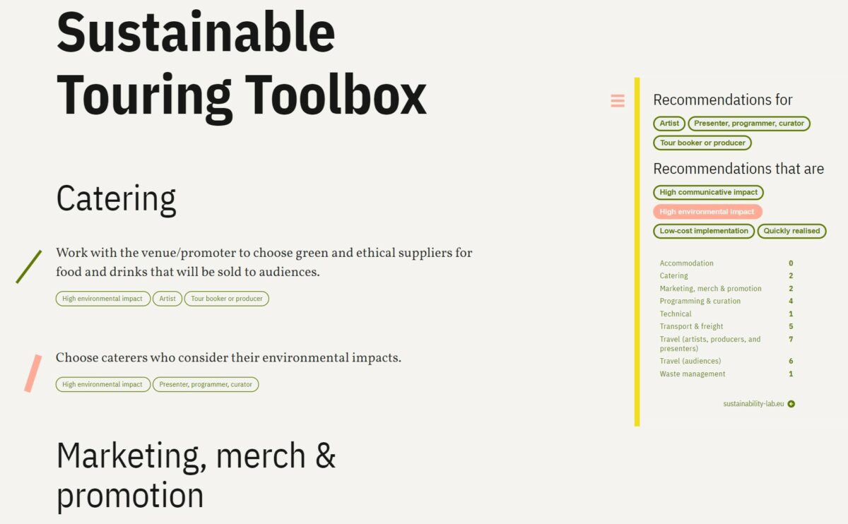 Sustainable Touring Toolbox – Empfehlungen fürs nachhaltige Touring ...